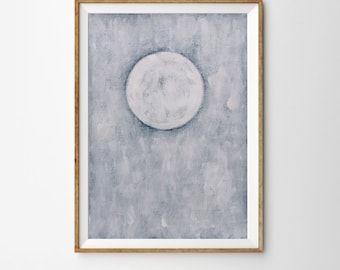 Original Moon Painting on A3 Paper Lunar Painting Full Moon - Etsy