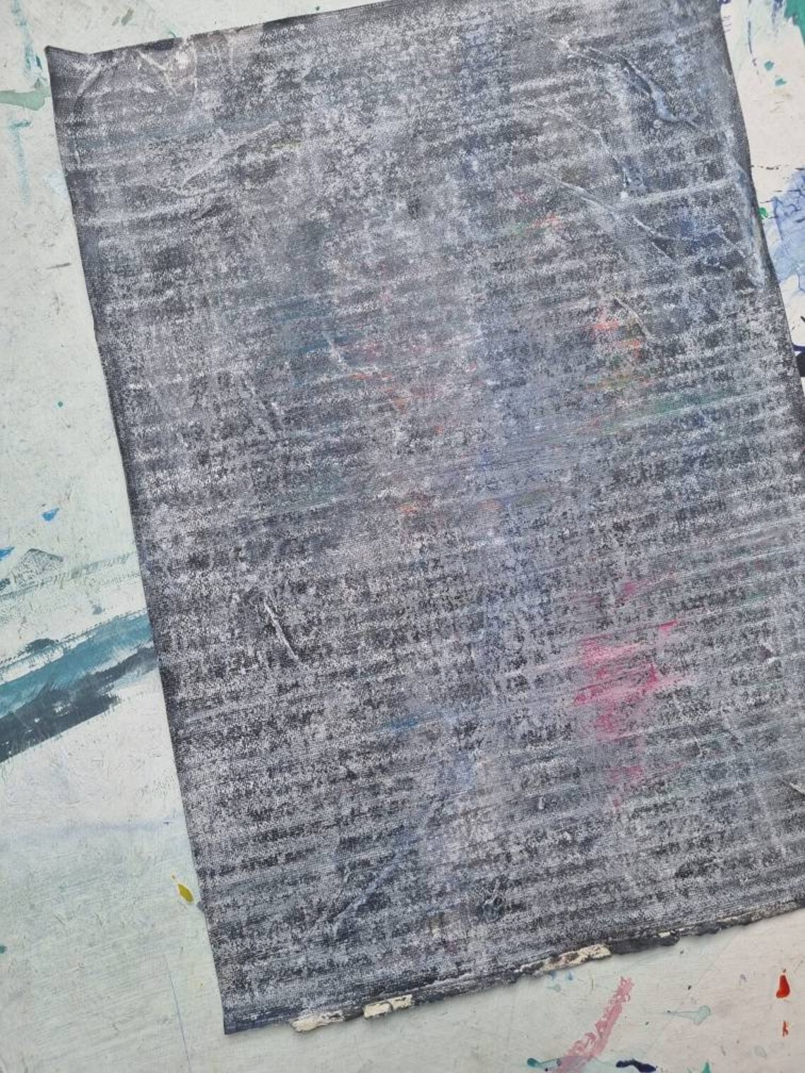 Original Abstract Grey Painting on A3 Canvas Paper, Minimalist Gray ...