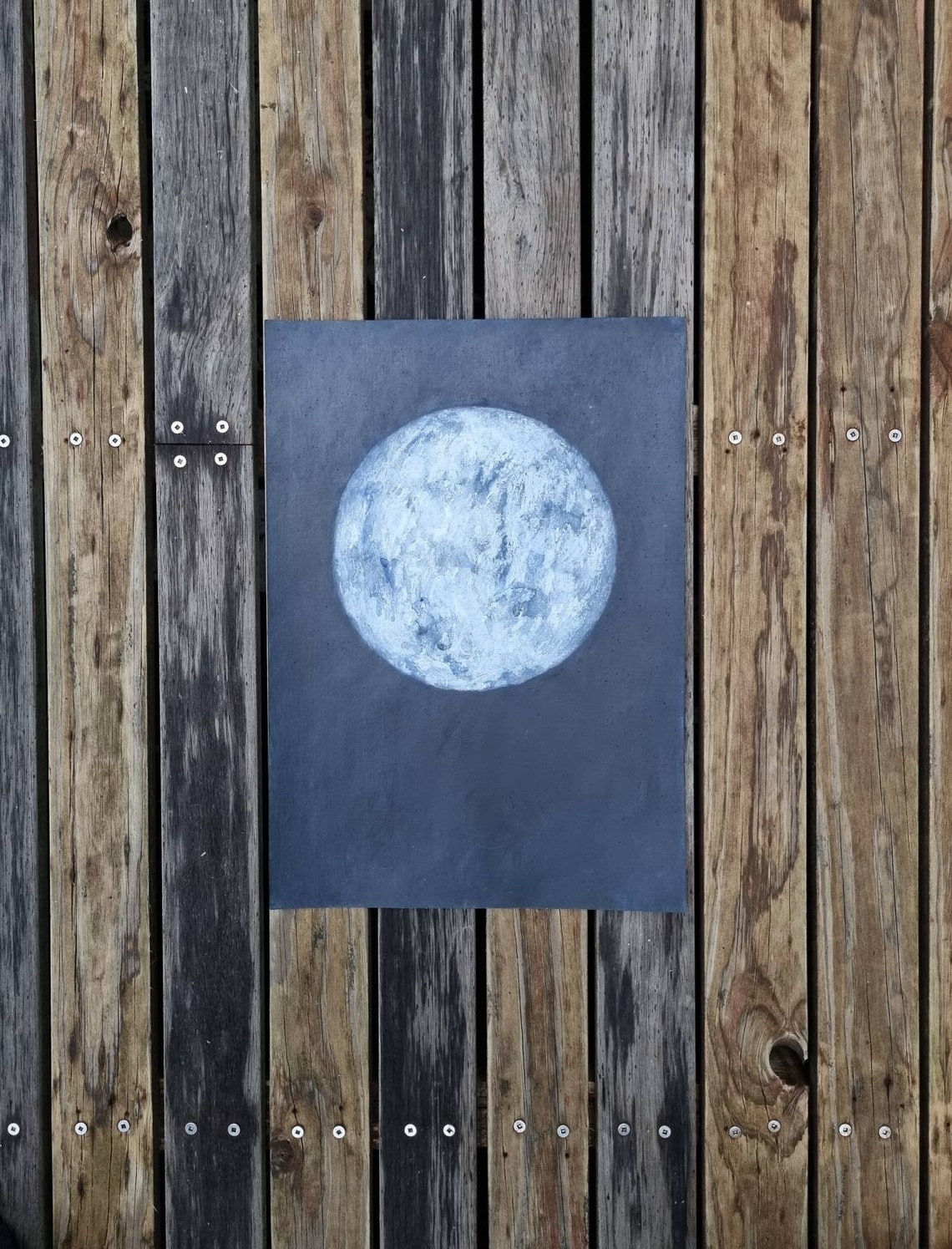 Original Moon Painting on A3 Paper, Lunar Celestial Painting, Full Moon ...
