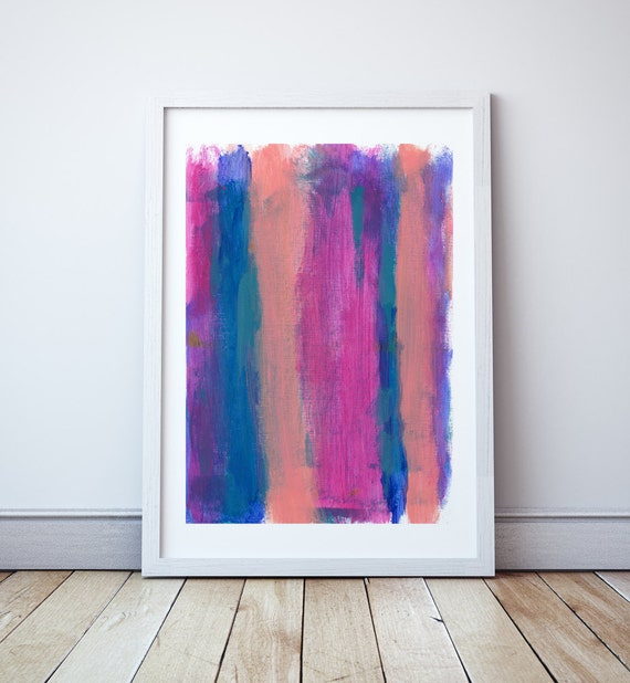 Pink and Blue Abstract Painting on A3 Paper Original Modern | Etsy