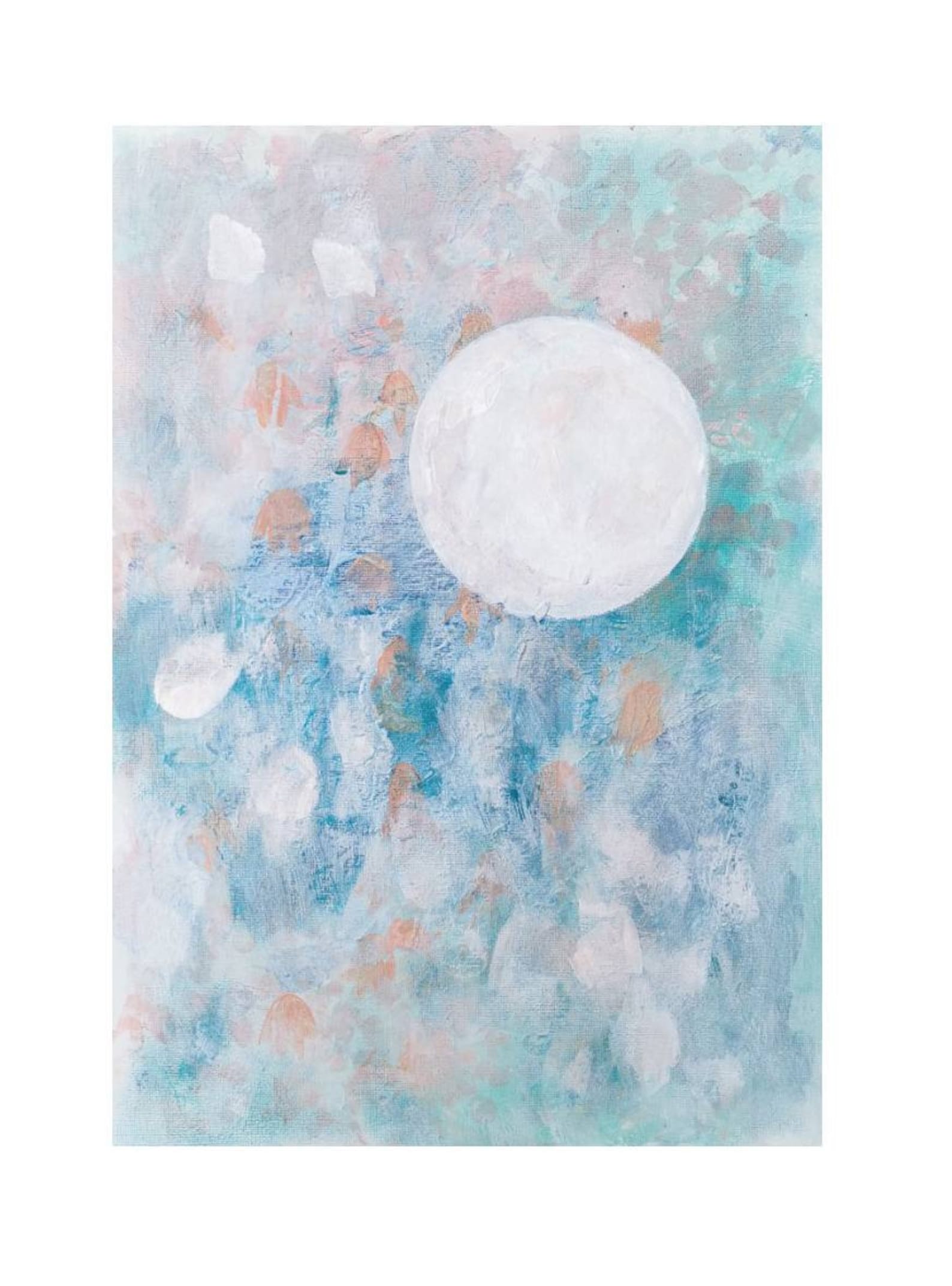 Original Abstract Full Moon Painting on A3 Canvas Paper Soft | Etsy