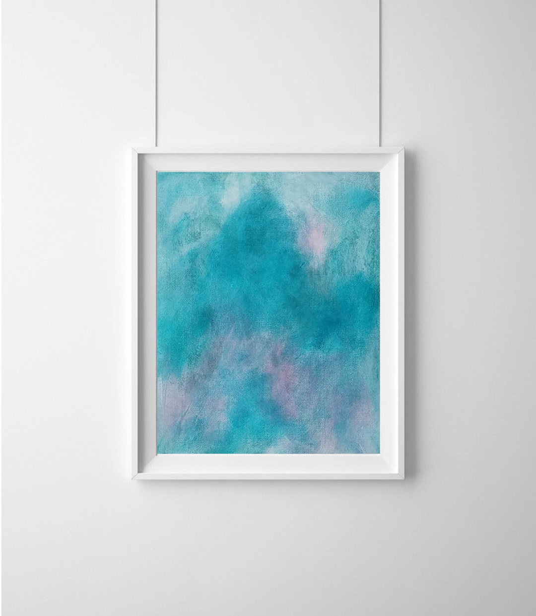 Abstract Landscape Painting, 8 X 10 Aqua Canvas Art, Original Mountain ...