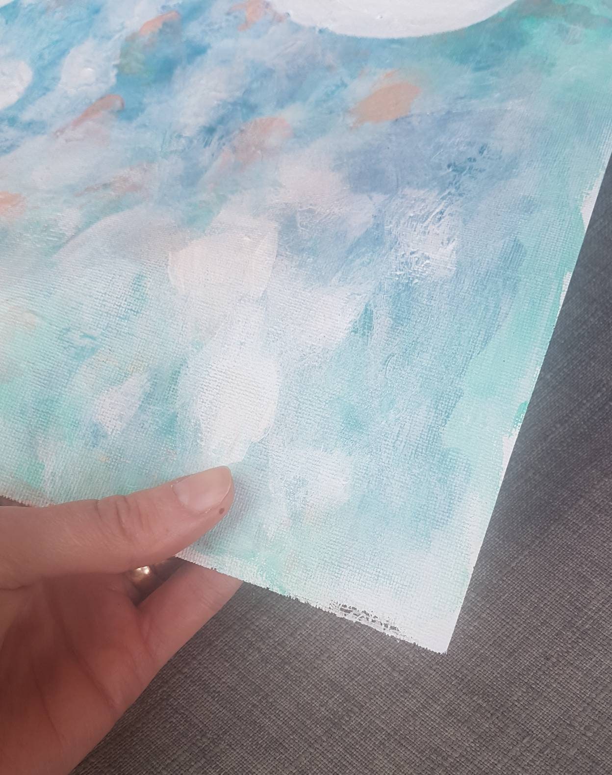 Original Abstract Full Moon Painting on A3 Canvas Paper Soft | Etsy