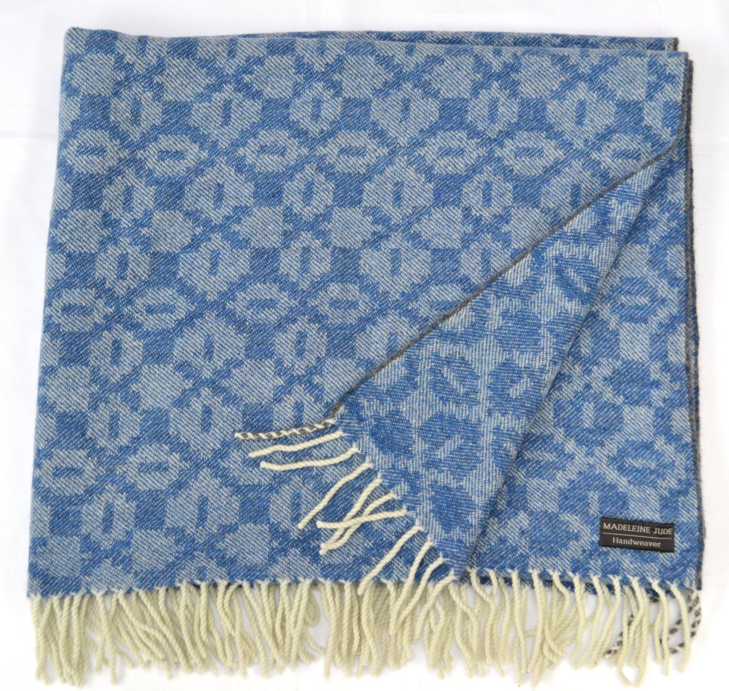 Handwoven Lambswool Throw - 'moroccan Tiles' - in Sapphire Blue - Throw ...