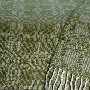 Coverlet - Handwoven Lambswool Throw in Dark Apple Green - Sofa Throw ...