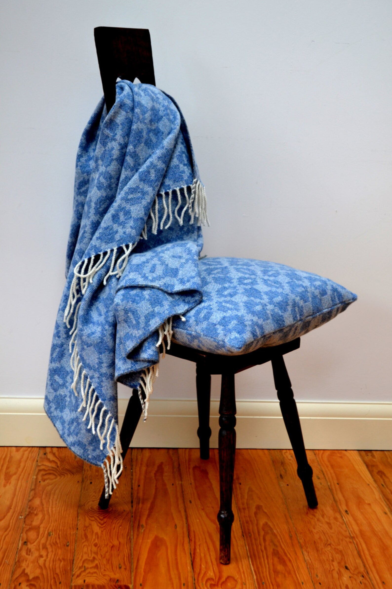 Handwoven Lambswool Throw - 'moroccan Tiles' - in Sapphire Blue - Throw ...