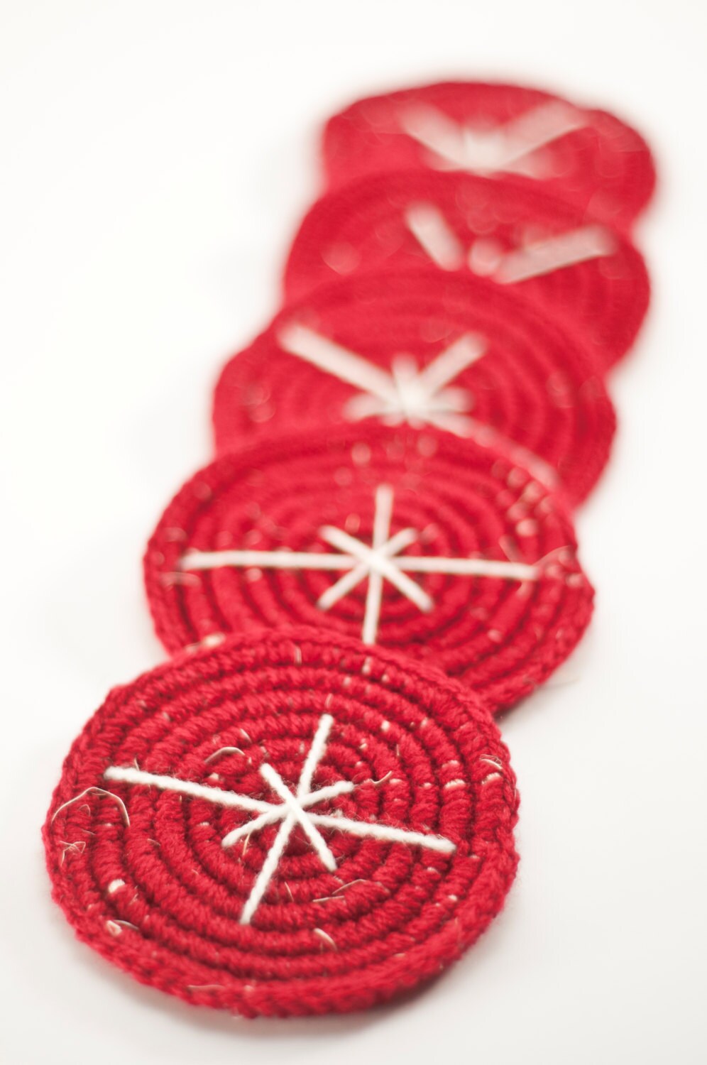 Christmas Set of 6 Crocheted Jute String Coasters Handmade. | Etsy