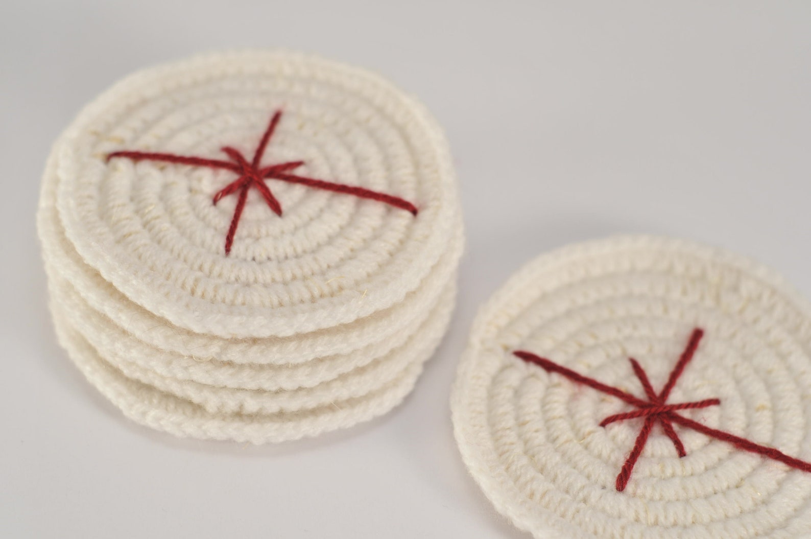 Christmas Set of 6 Crocheted Jute String Coasters Handmade. - Etsy