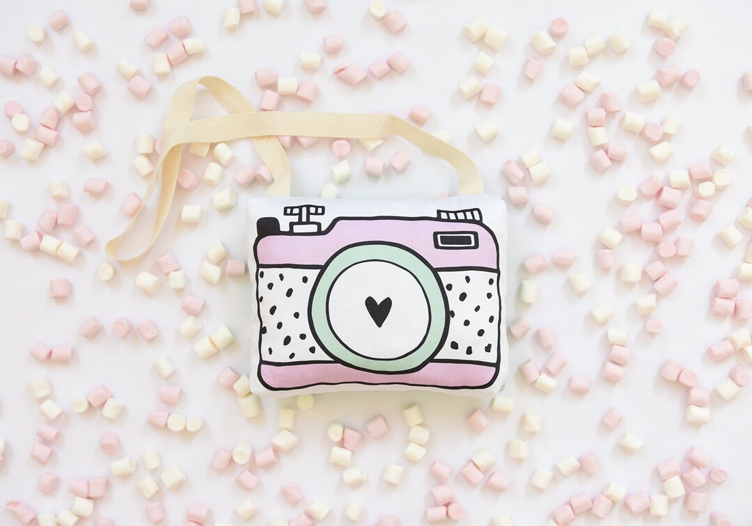 Plush Camera Pillow Pretend Play Camera for Kids Pretend Camera Strap ...