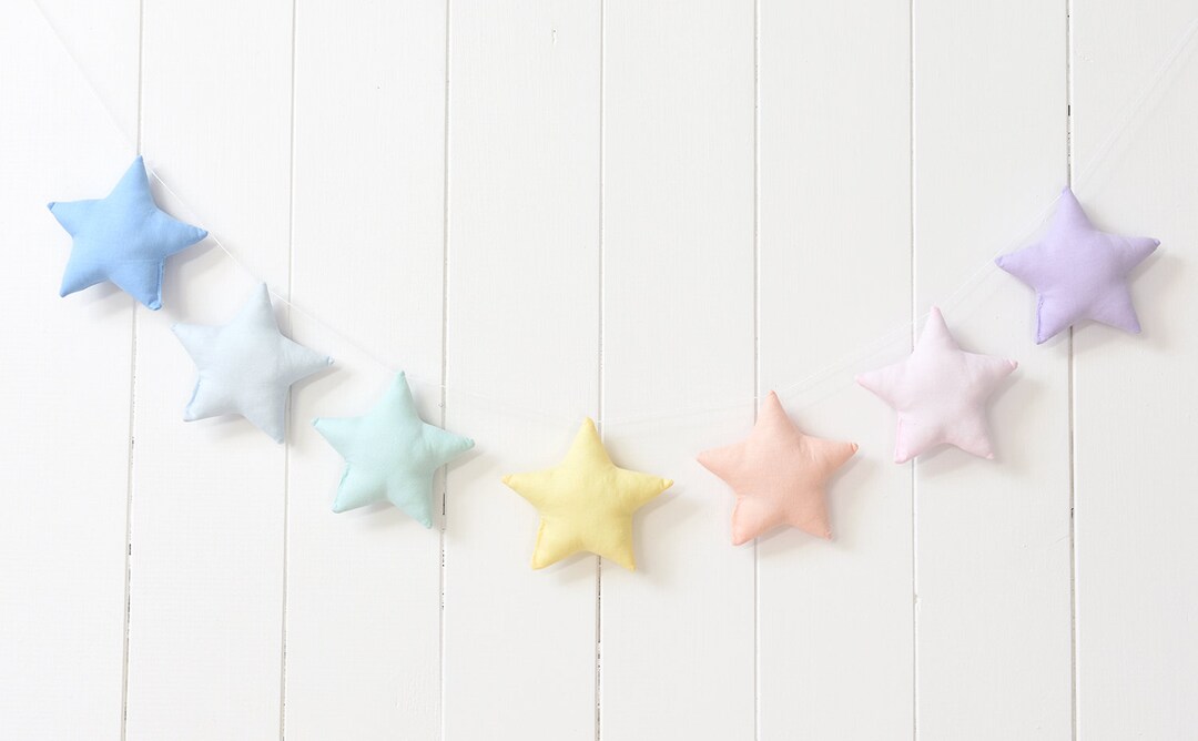 Pastel Rainbow Bunting Rainbow Star Garland Rainbow Nursery Decor ...