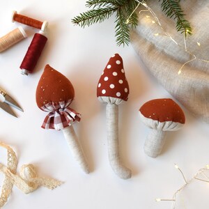 Mushroom Sewing Pattern, Mushroom Ornament, Fabric Mushroom DIY ...