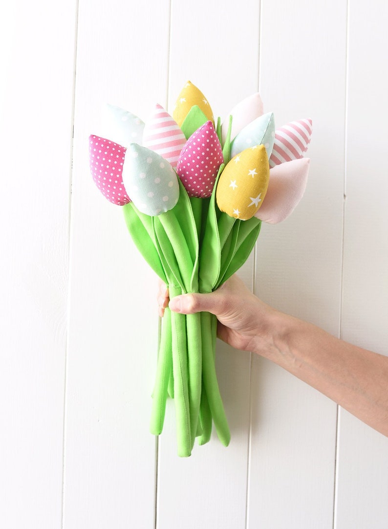 Mother's Day Gift Spring Flowers Fabric Bouquet Home Decor | Etsy