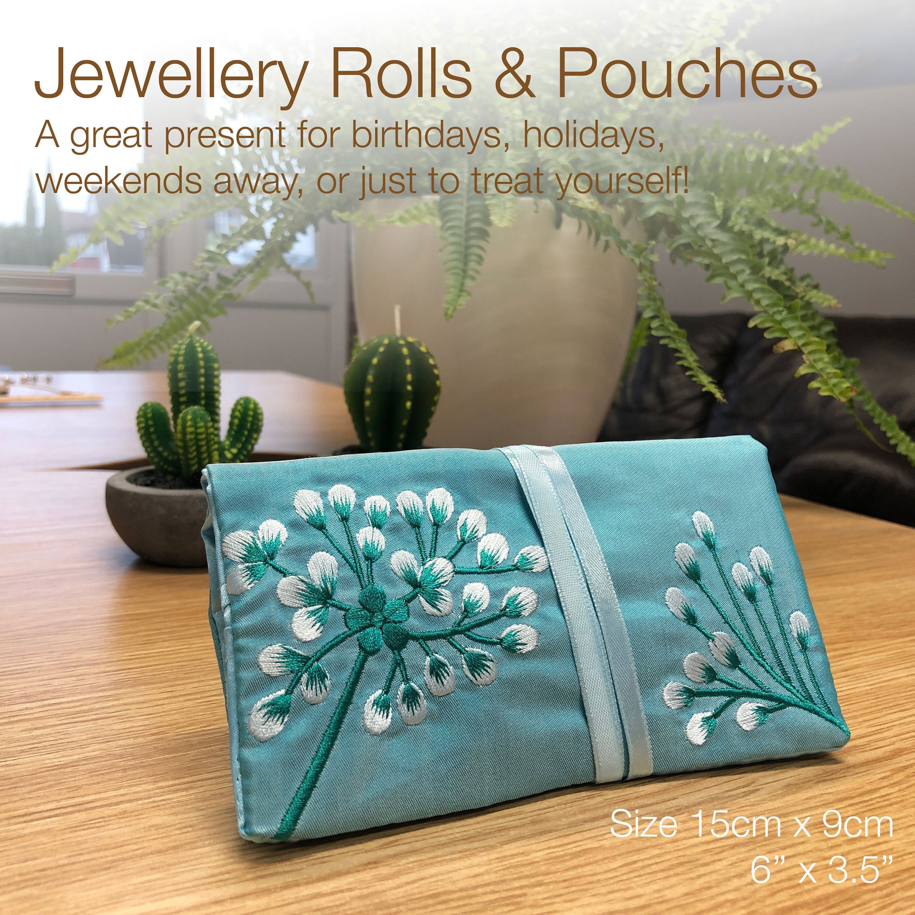 Silk and Satin Jewellery Roll With Embroidery Fairtrade Deep - Etsy UK