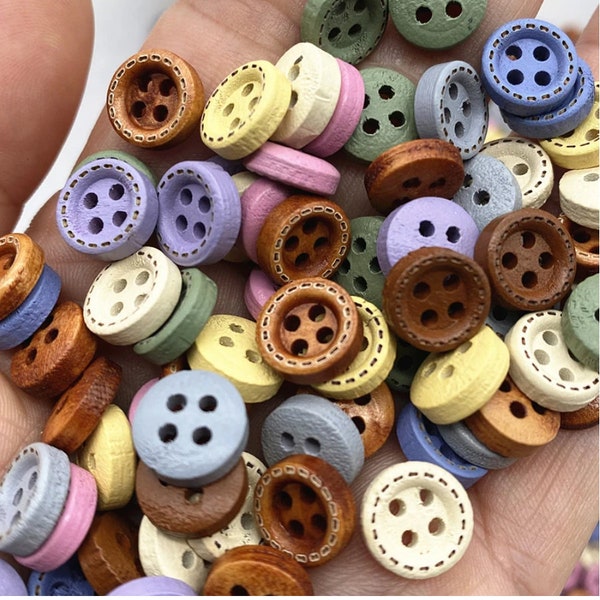 Pink Wooden Buttons - Etsy