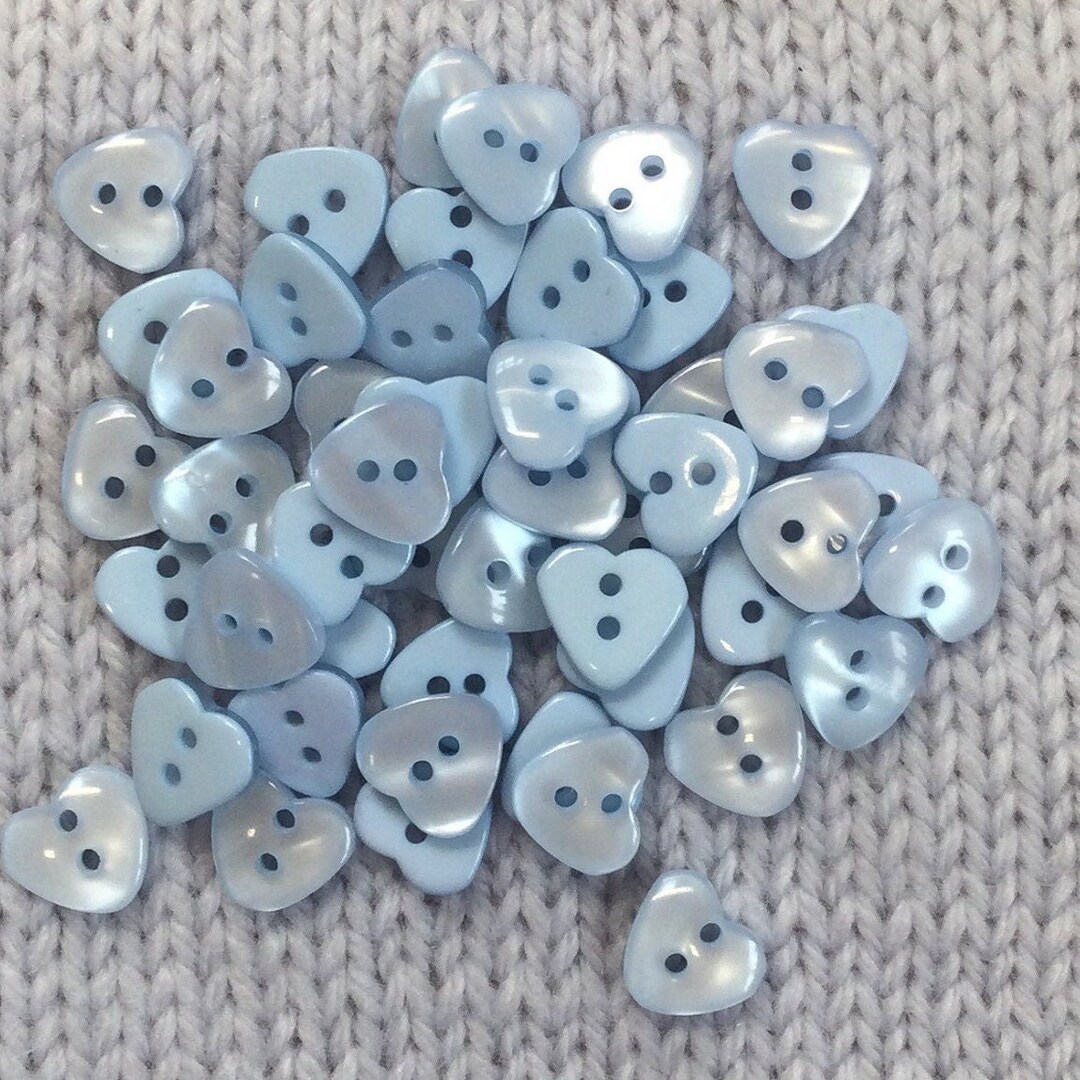 Heart Shaped Baby Blue Buttons 12mm 4/8 Inch, Pack of 20, Hearts Design ...