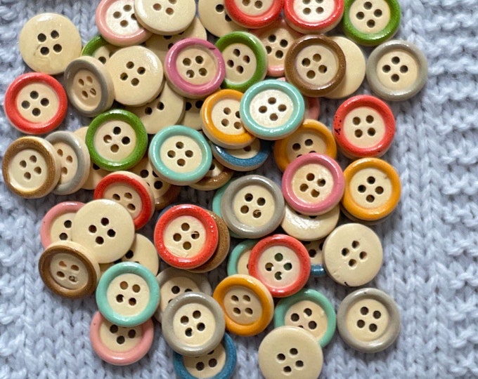 Wooden Buttons, Mixed Colours 15mm, 5/8 Inch Sustainable, Natural ...