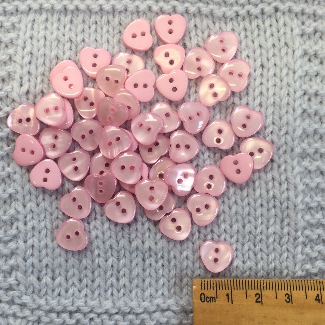 Heart Shaped Baby Pink Buttons 10mm 4/8 Inch, Pack of 20, Hearts Design ...