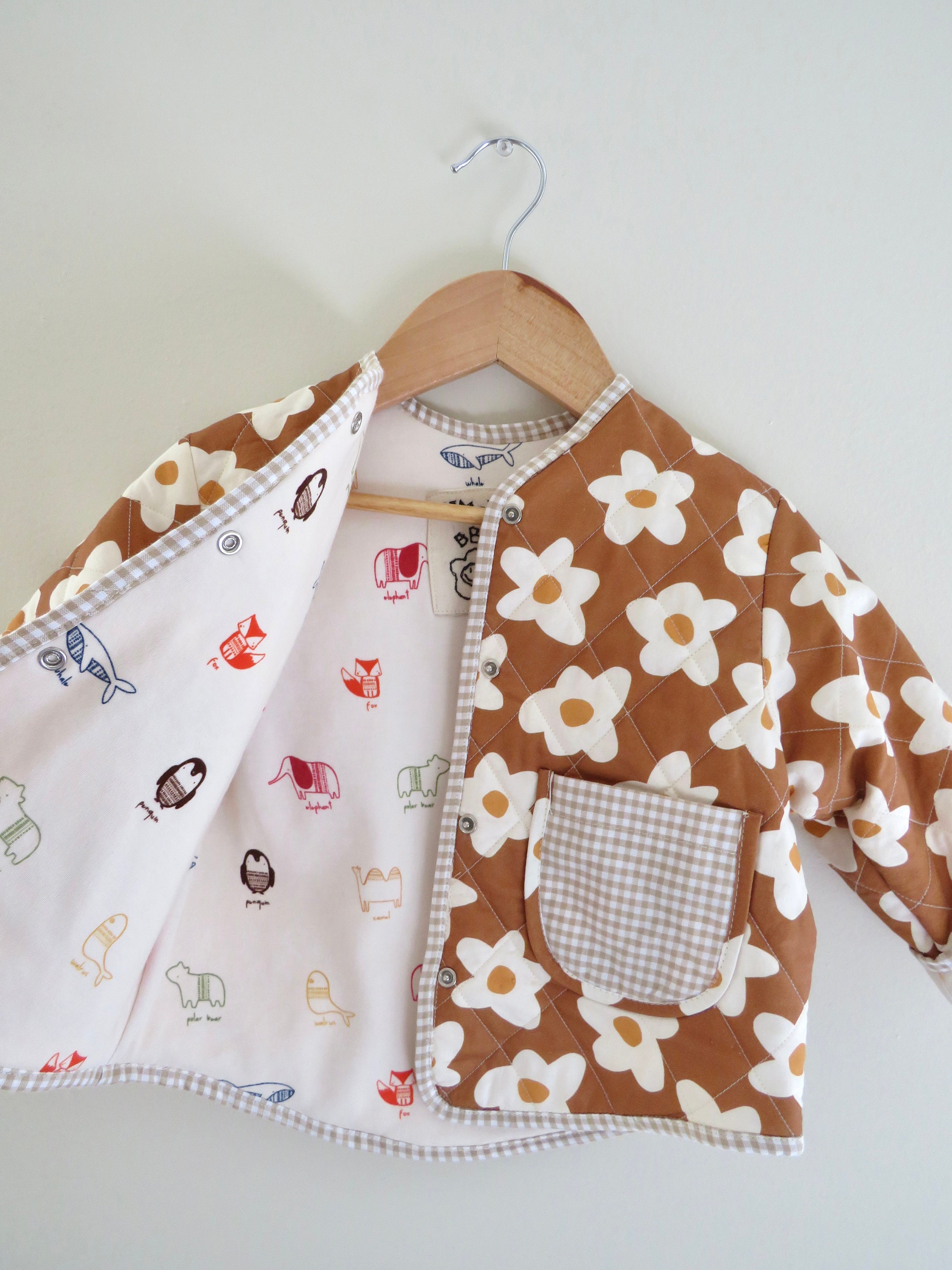 Handmade Quilted Cotton Kids Jacket, Floral Brown - Etsy