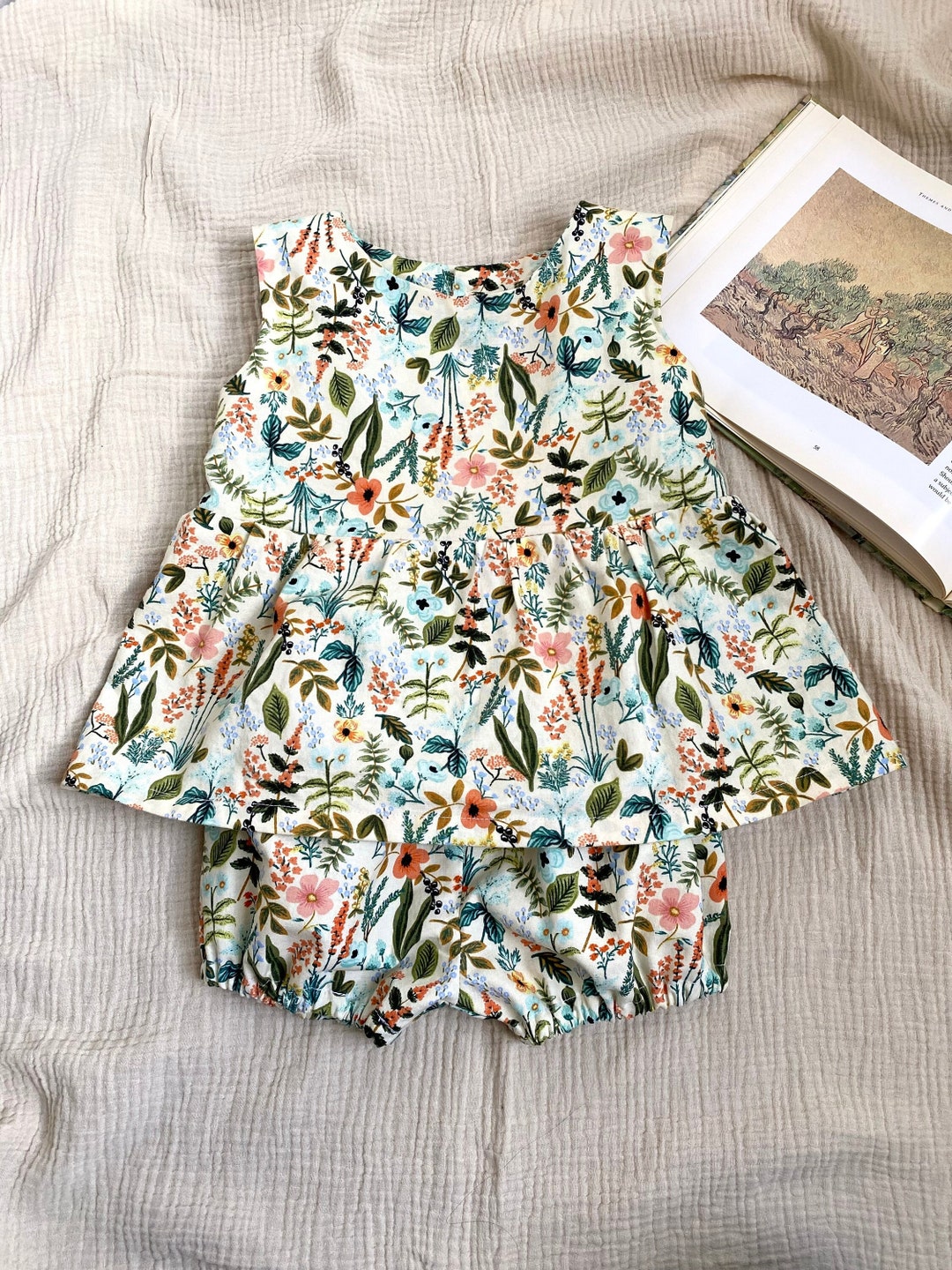 Girls Cotton Peplum Top & Bloomer Set-handmade Children's Clothing ...