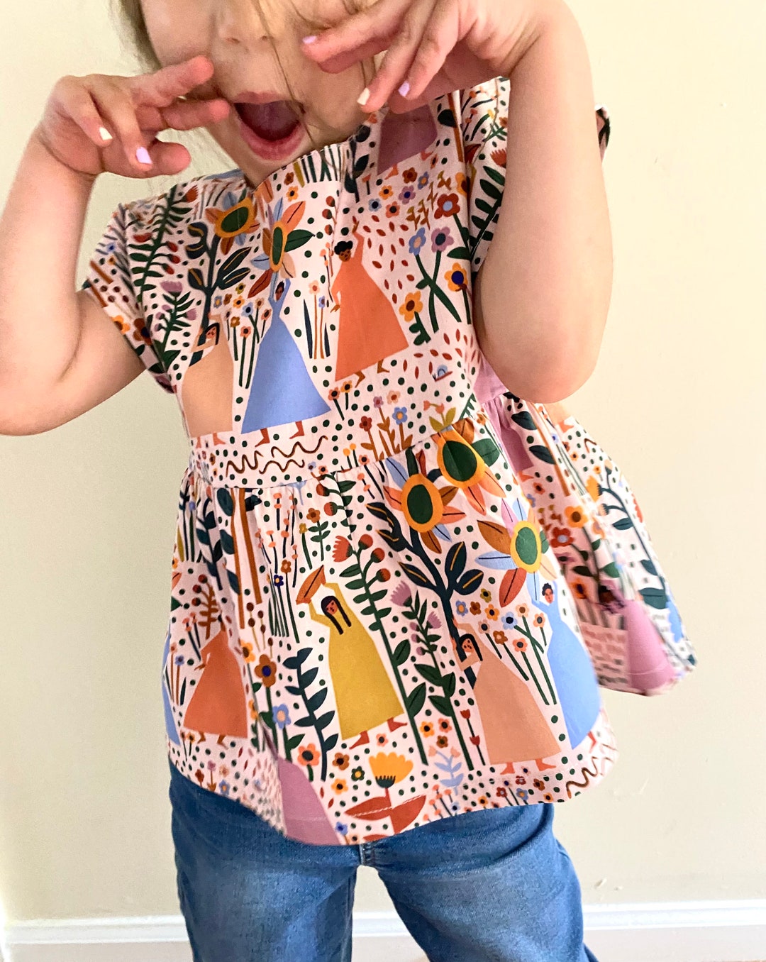 Pink Organic Cotton Girls Peplum Top/ Handmade Children's Clothing ...