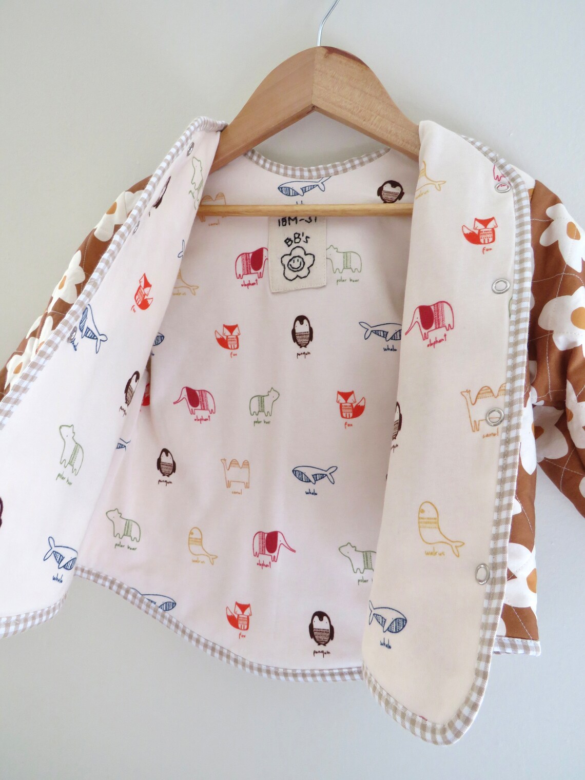 Handmade Quilted Cotton Kids Jacket, Floral Brown - Etsy