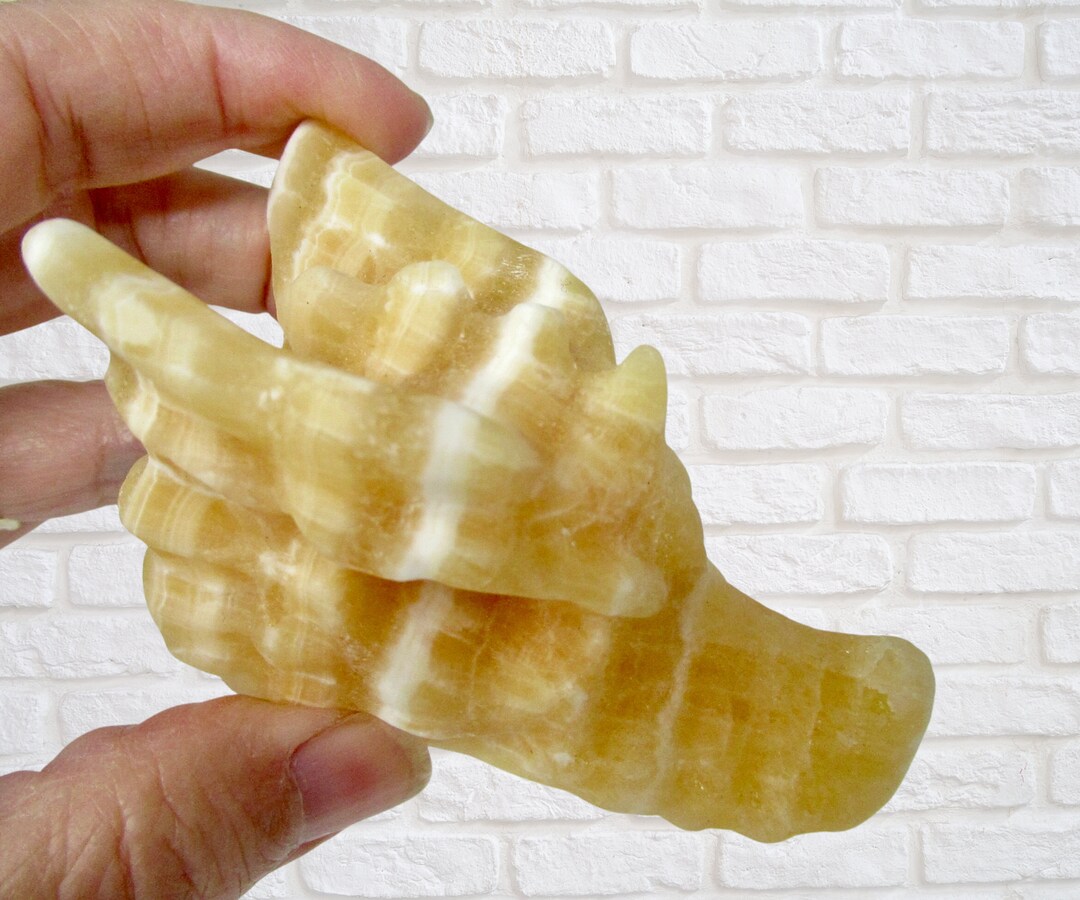 Banded Yellow Orange Calcite Dragon Crystal Skull Head for - Etsy