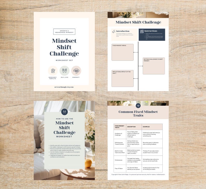 Printable Mindset Shift Challenge for Growth, Abundance & Self Love ...