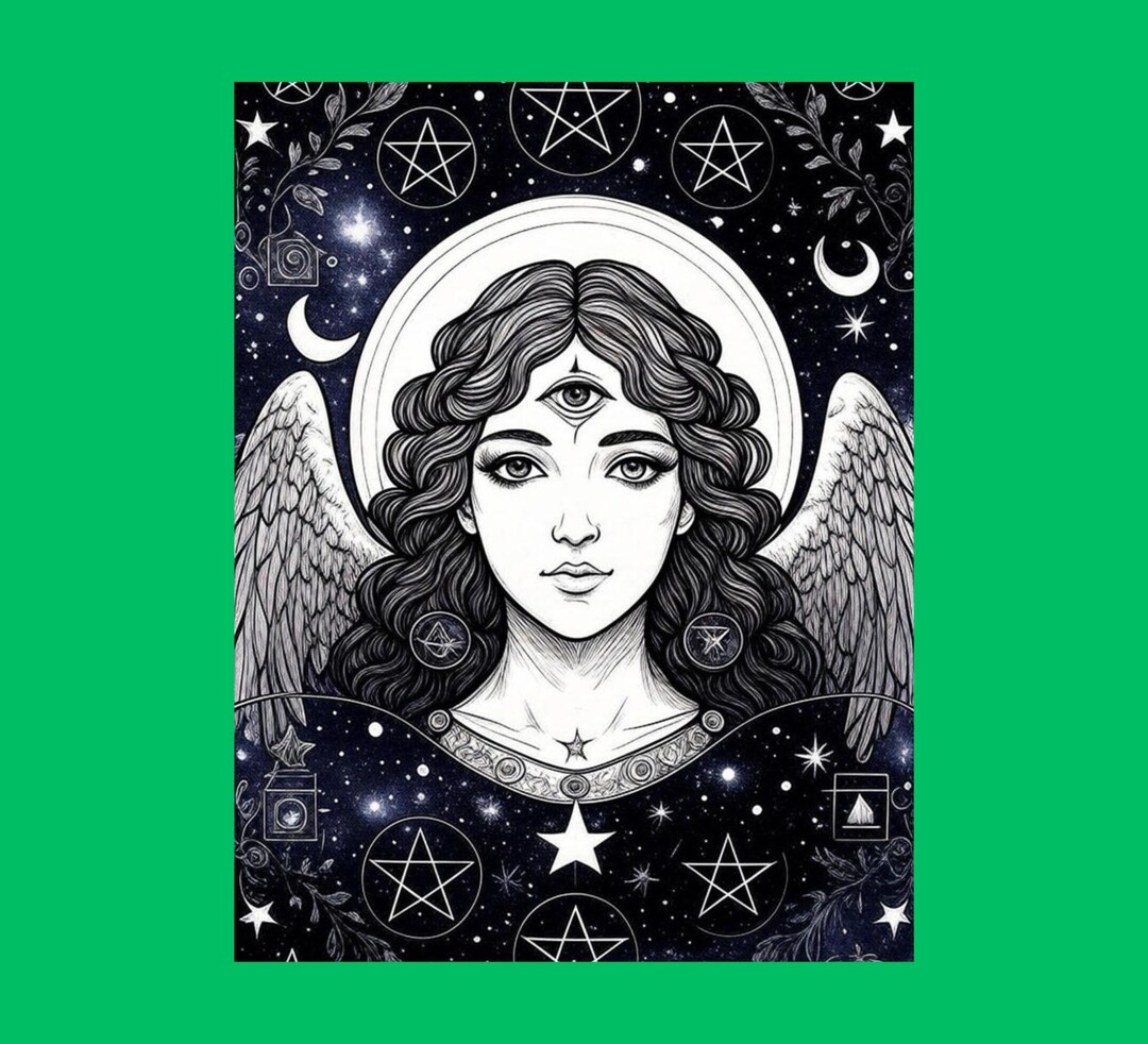 Esoteric Christmas Angel Printable Art 8.5x11 Mystical Holiday Winter ...