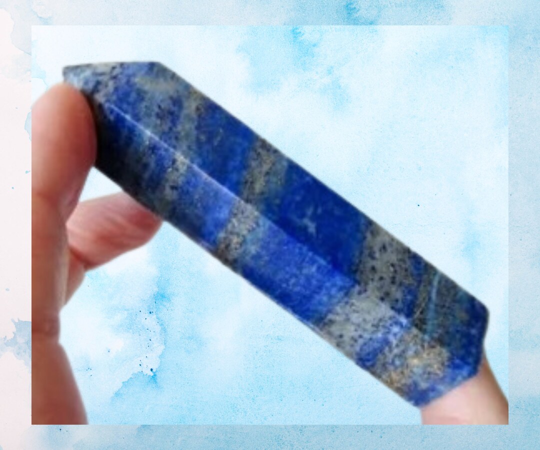 3.5" Lapis Lazuli Blue Crystal Tower Point Wand Obelisk With Pyrite ...