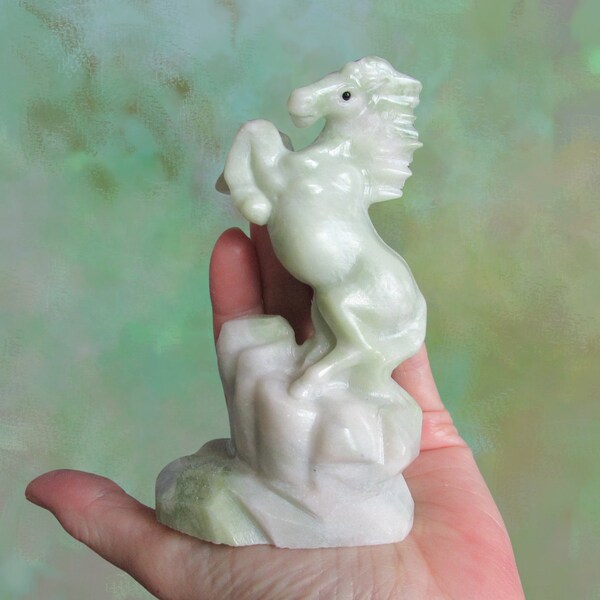 Carved Jade Horse Statue - Etsy