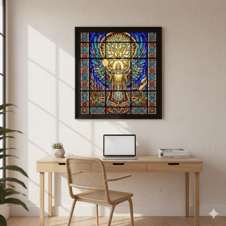 Archangel Metatron Tree of Life Stained Glass Art Print Mystical Sacred ...