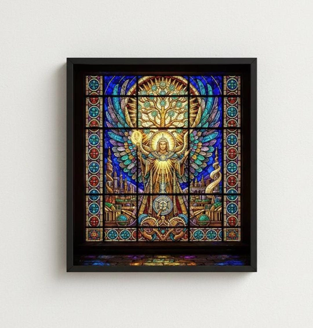 Archangel Metatron Tree of Life Stained Glass Art Print Mystical Sacred ...