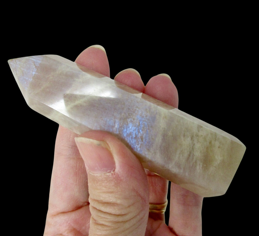 Flashy Blue Pearl Peristerite Moonstone Crystal Point, Peristerite ...