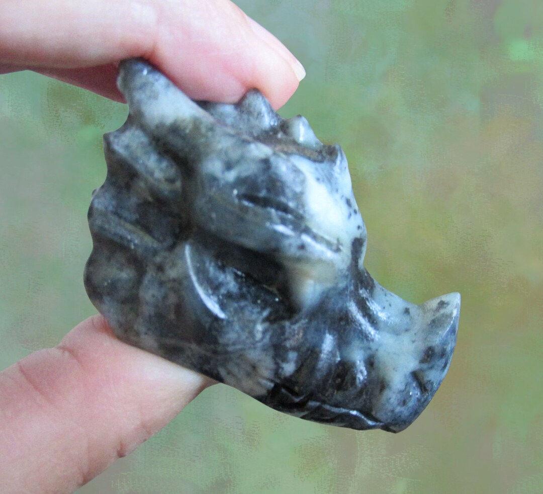 2 Black Tourmalinated Quartz Crystal Dragon Skull, Black Tourmaline in ...
