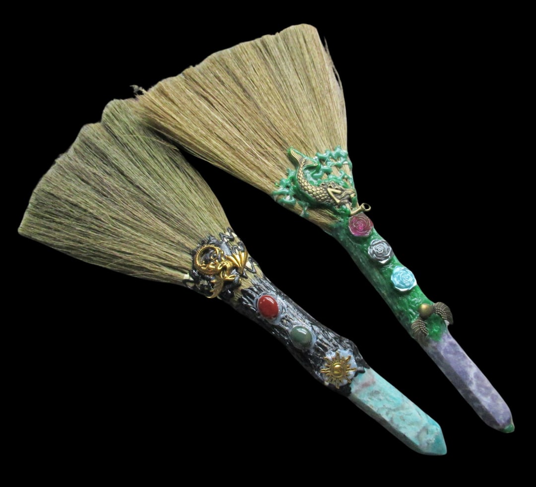 Crystal Stone Besom Broom: Pagan Altar Ritual Broom, 14" - Etsy