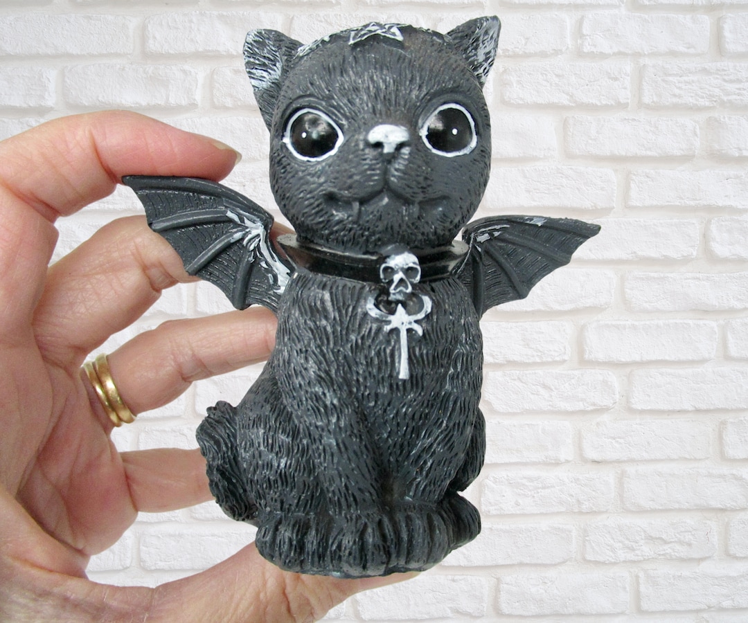 3.8 Witchy Resin Cat Pentagram Moon Skull Statue Decor - Etsy