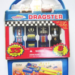 1998 Action Wheels in a Bucket Dragster Race Track Set With 8 Cars 35 ...