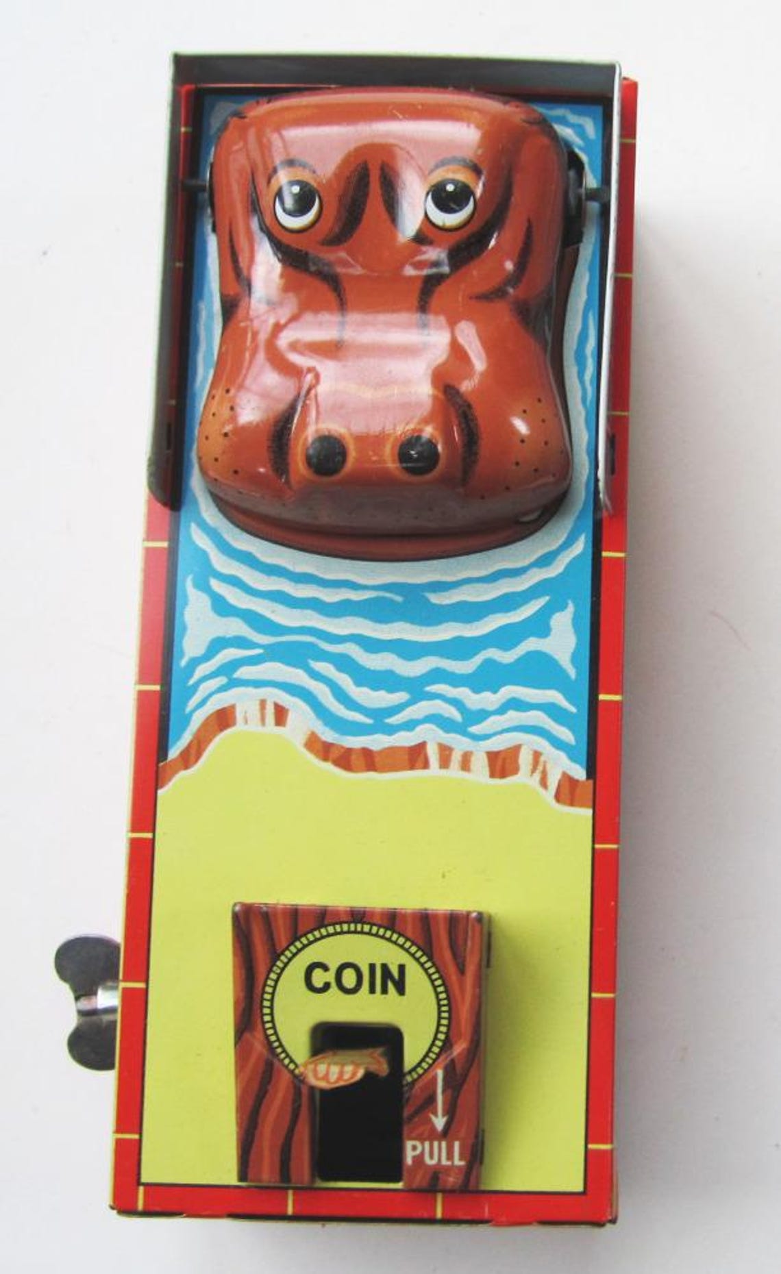 Vintage Tin Litho HIPPO BANK Wind-up Toy With Box Great Condition 1950s ...