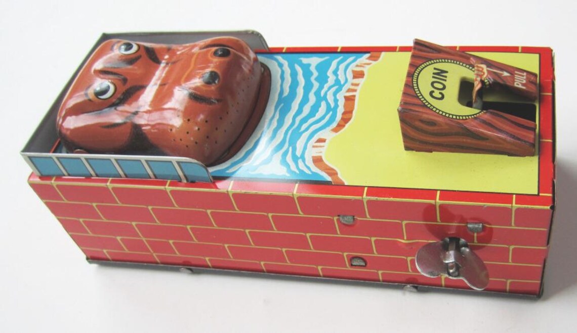 Vintage Tin Litho HIPPO BANK Wind-up Toy With Box Great Condition 1950s ...