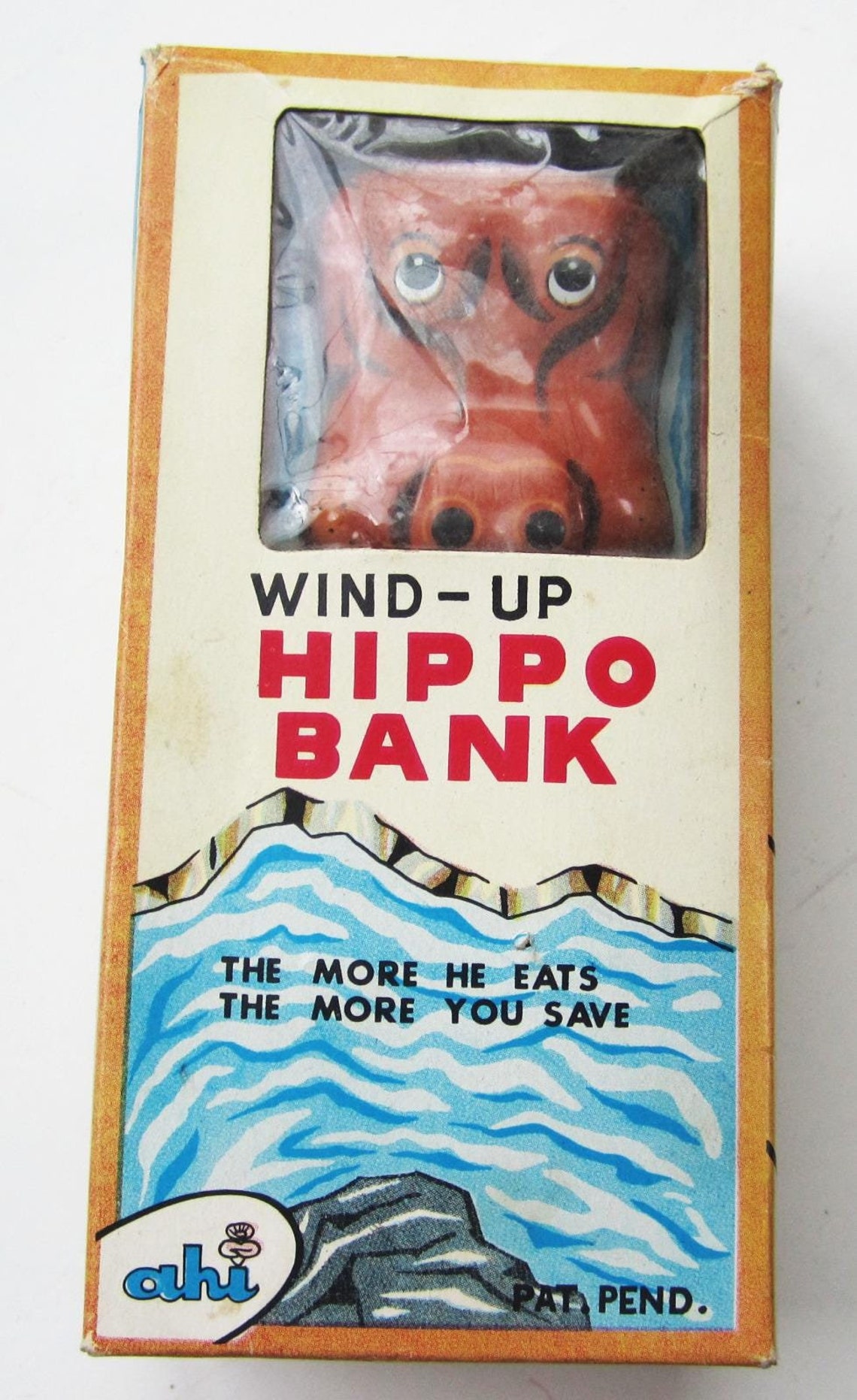 Vintage Tin Litho HIPPO BANK Wind-up Toy With Box Great Condition 1950s ...