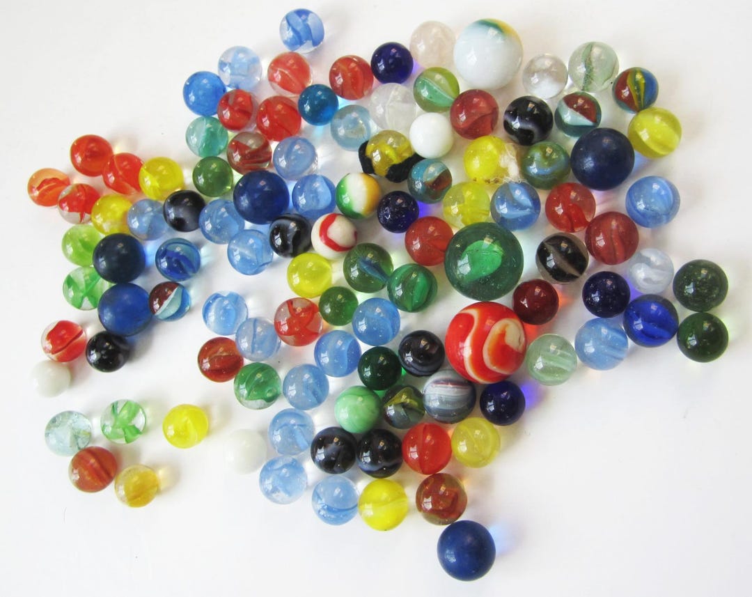 Lot of 106 Antique Marbles Vintage Glass Lot Unsorted Agate Swirl Patch ...