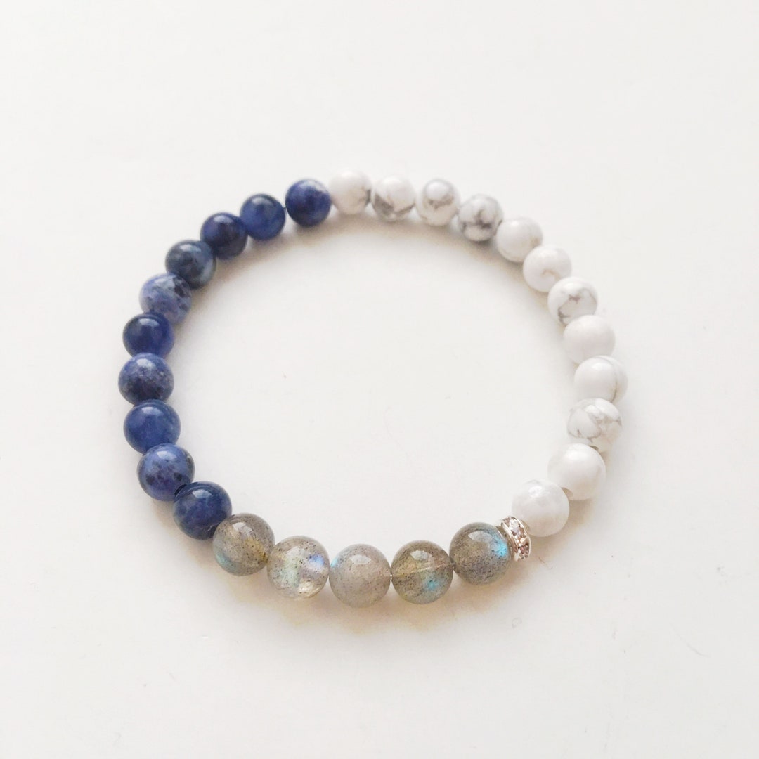 Clear Communication Bracelet, Labradorite and Sodalite With White ...