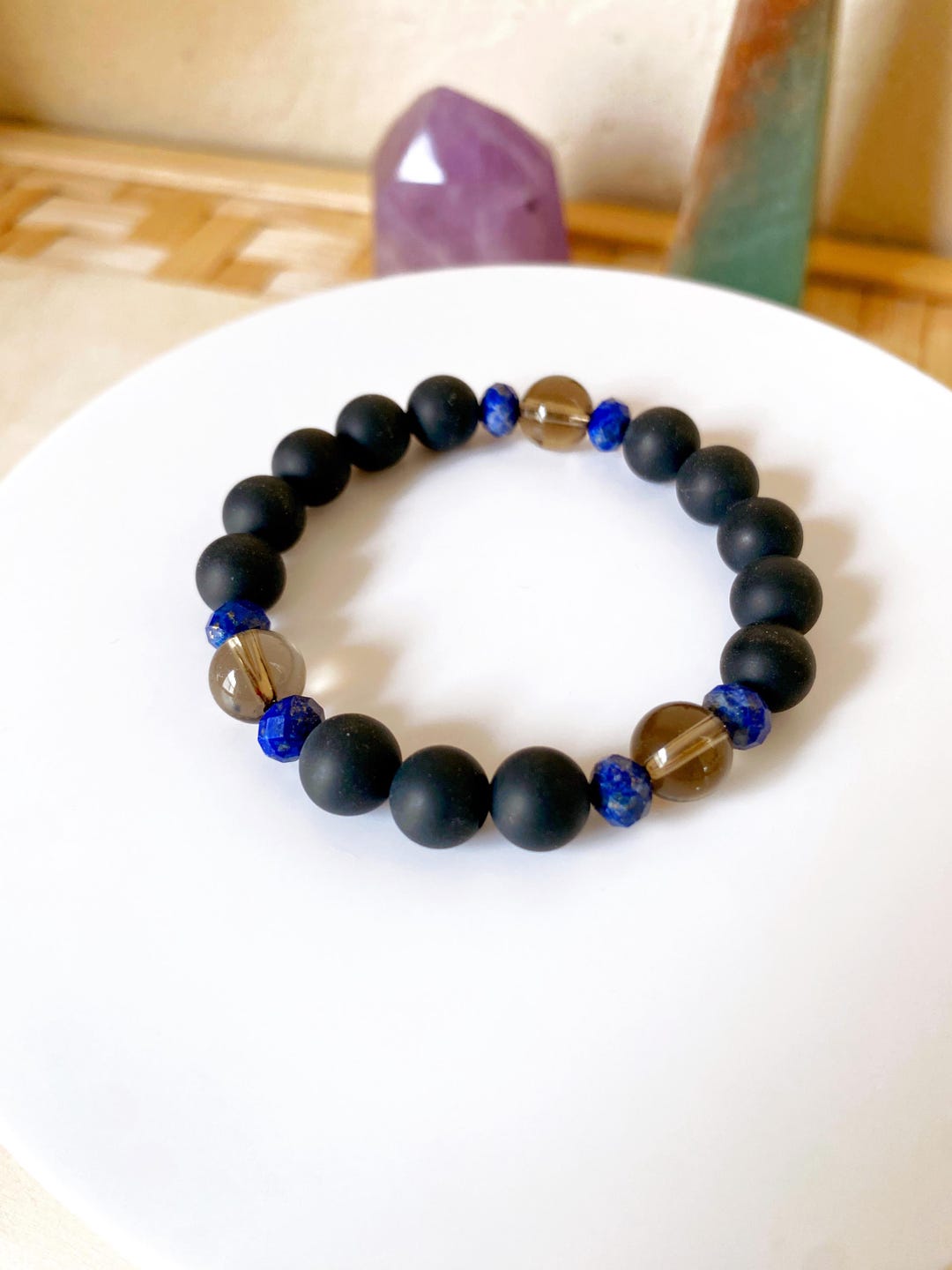 Men's Healing Bracelet, Gemstones for Anxiety and Strength (gold or ...
