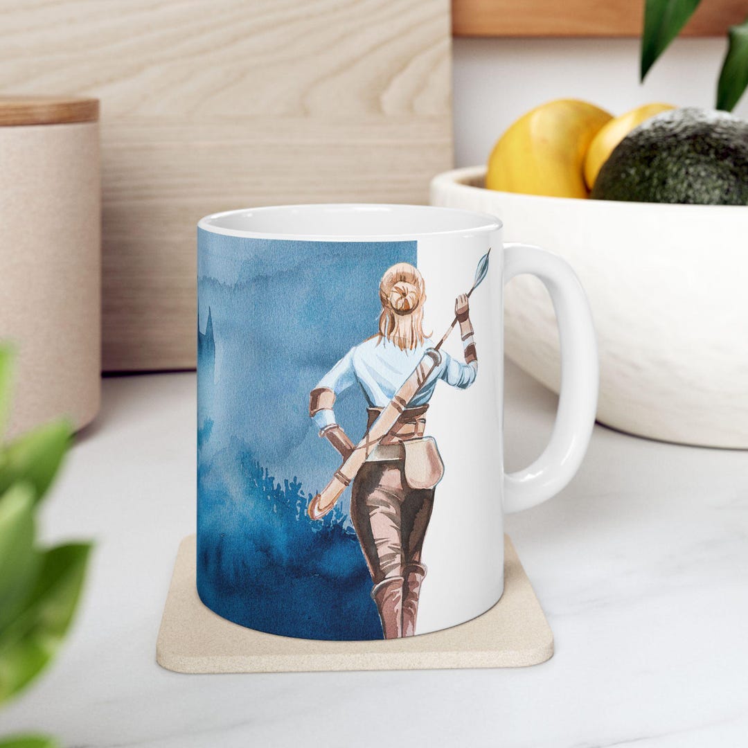 Alura (brown Hair) Ceramic Mug, RPG Dragon Female Hero Drinking Cup ...