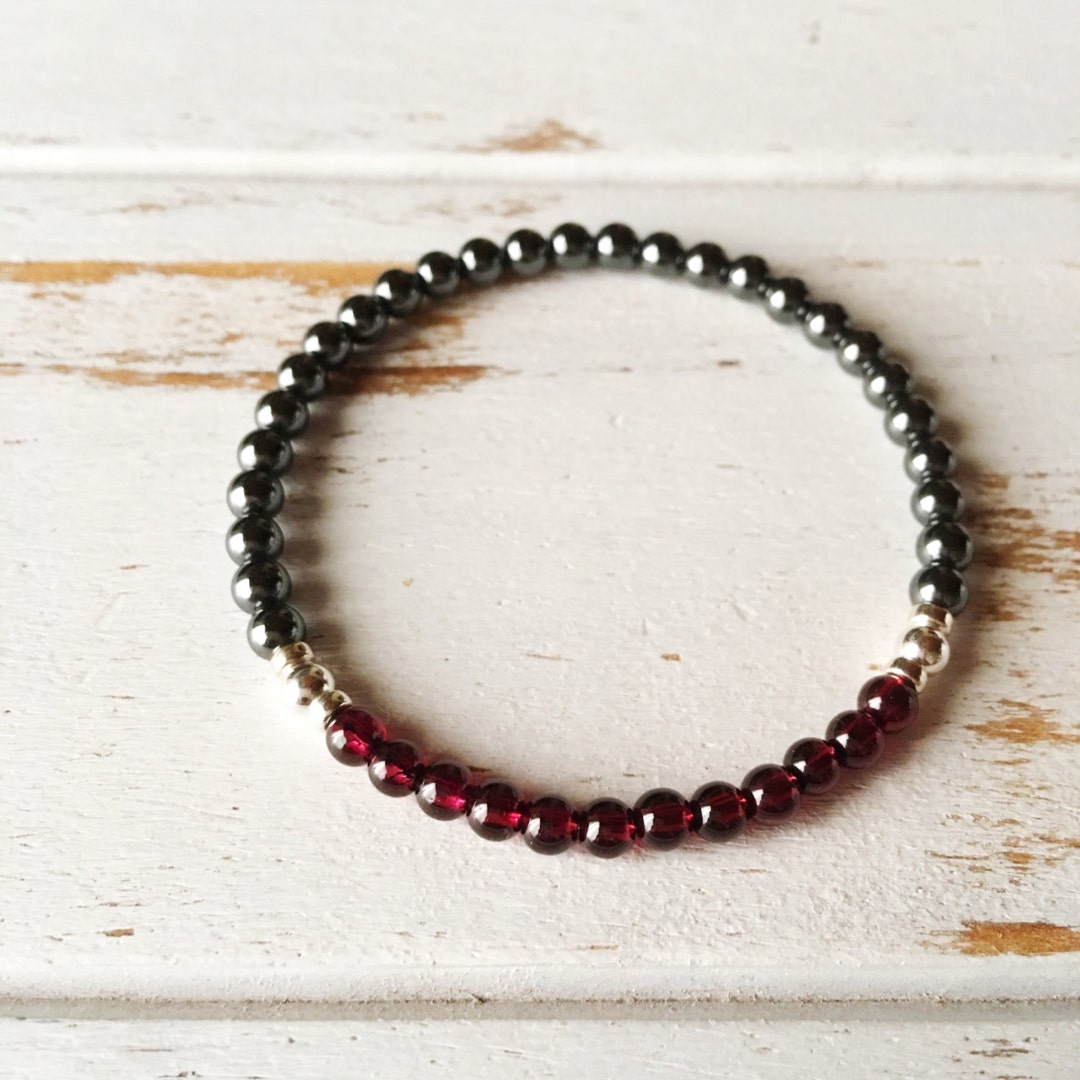 Strength & Grounding - Healing Gemstone Bracelet, Garnet Hematite ...