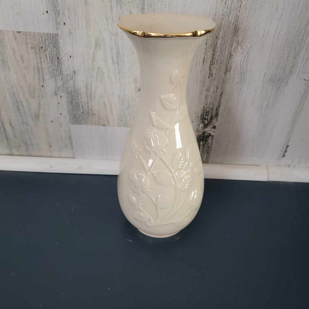 Vintage Rose Embossed Vase - Etsy