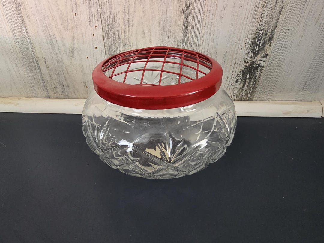 Vintage Teleflora Glass Flower Bowl With Red Frog - Etsy