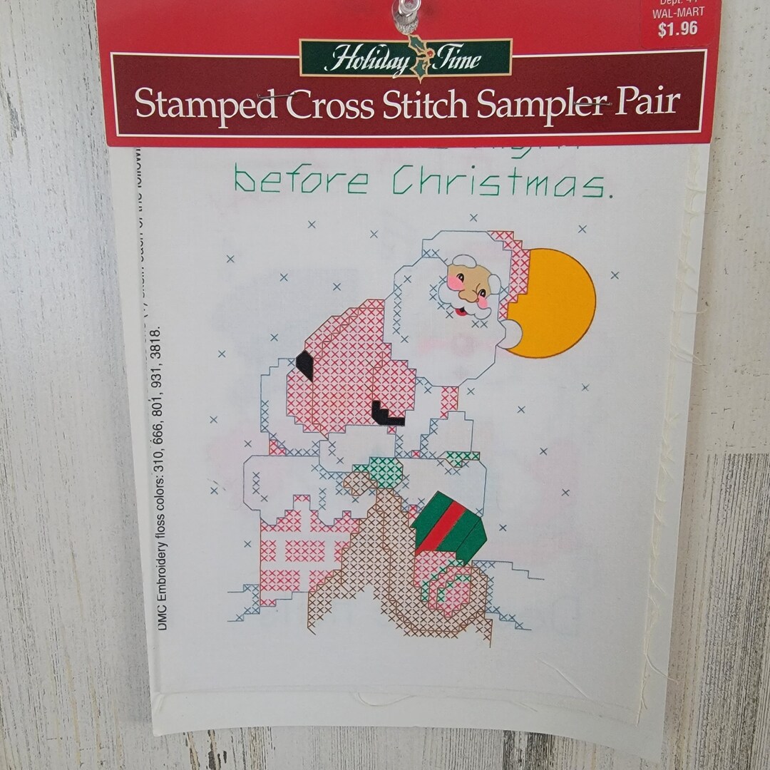 Holiday Time Stamped Cross Stitch Sampler Pair, Santa and Snowman - Etsy