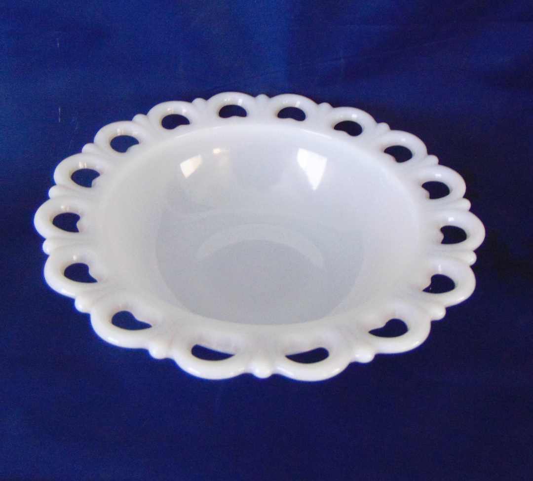 Open Work Milk Glass Bowl - Etsy
