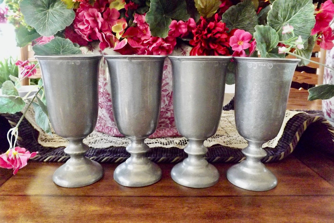 Vintage Pewter Goblets Set of 4 by Wilton RWP Armatale Frosted Satin ...